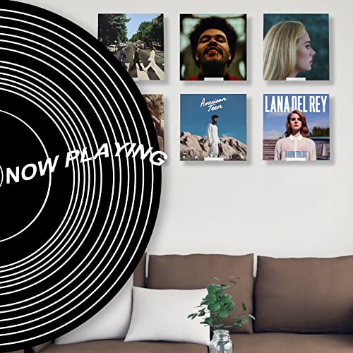 6 Adhesive Vinyl Record Holder, Strong Hold Album Record Wall Mount, Minimalist Vinyl Album Display Shelf for Wall Collection in Home Office - Clear