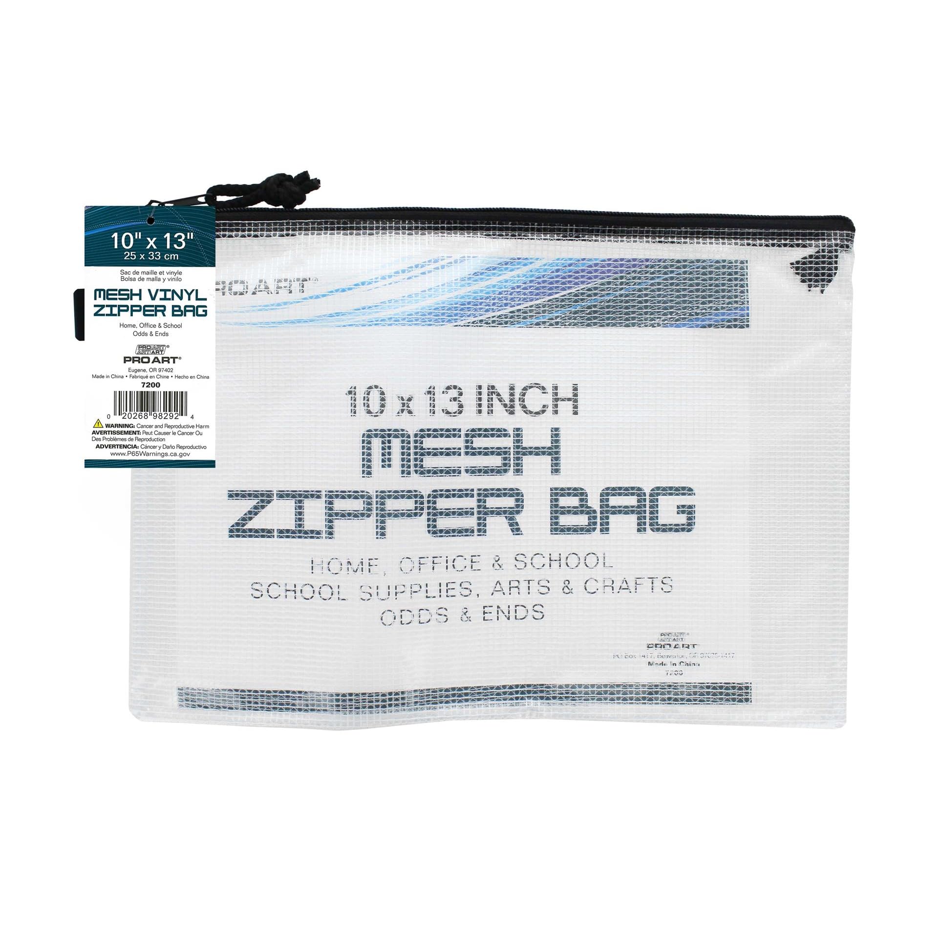 Pro Art Vinyl, 10-inch x 13-inch Mesh Bag with Zipper, Transluscent