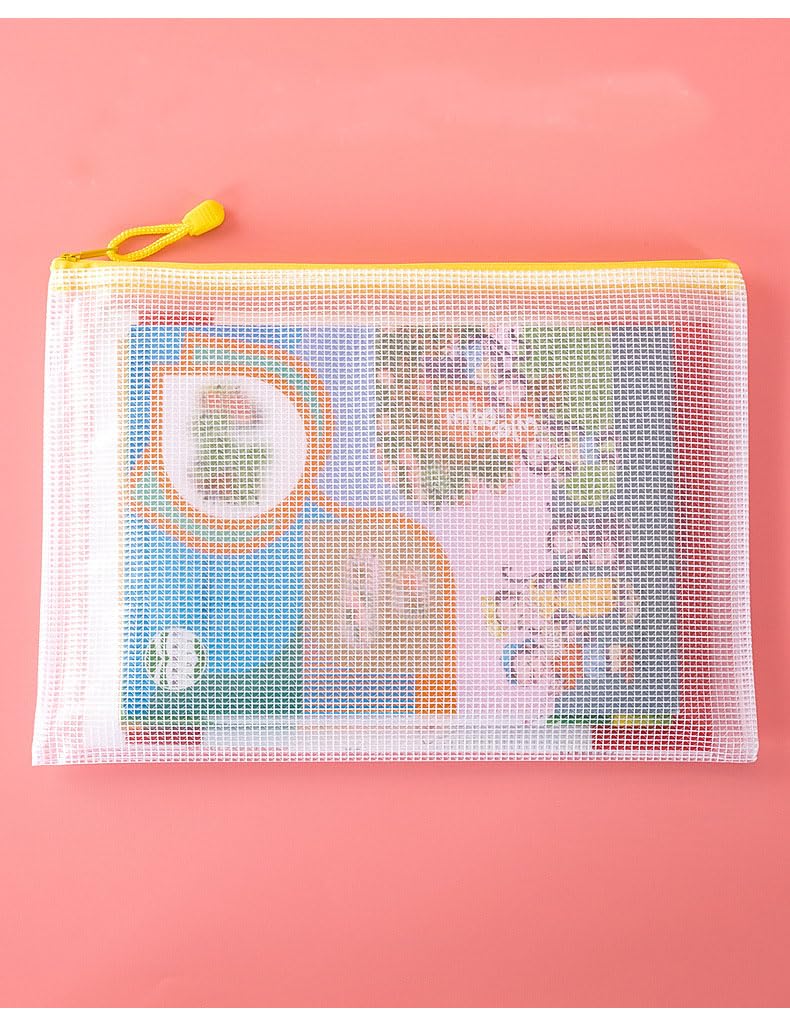 12 Pieces Mesh Zipper Pouch Document Folders Waterproof Plastic Mesh Bag for Business Makeup Board Game School Office Home Travel Storage