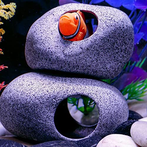 ZAINEE Fish Tank Decor, Cave Aquarium Decoration Breeding Shelter Rock Stone Fish Tank Decoration (Size : B)