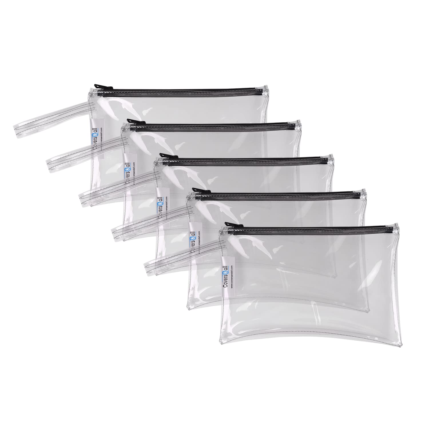 Covers & All Tool Bag, 18 Oz 48 PHR, Ultra-Clear PVC Tool Pouch with Belt for Hanging, Multipurpose Use Clear Zipper Pouches for Easy Organization, Toiletry, Makeup (11” W x 7” L, Clear)
