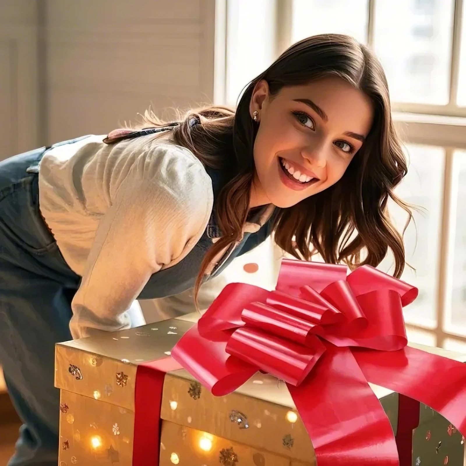 Aidwey Big Gift Wrapping Bows (30 inch, Red, 1 Pack), Butterfly Shape Gift Bow, Giant Bow for Car, Huge Car Bow, Car Bows, Big Red Bow, Big Car Bow, Bow for Gifts, Christmas Bow.
