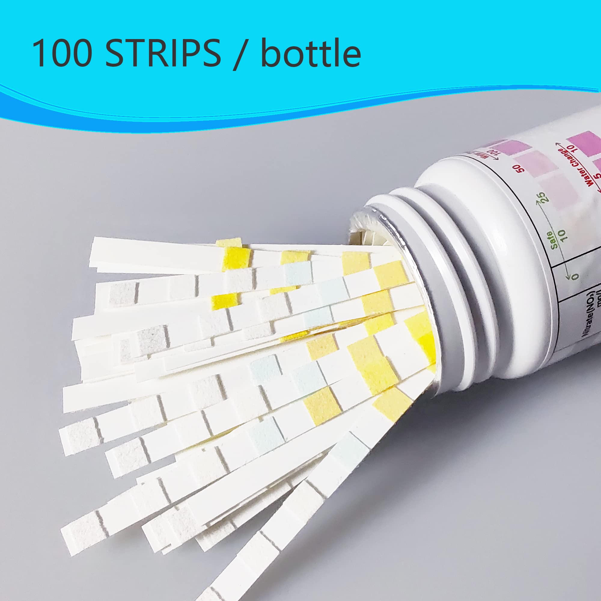 SpringSmart 7 in 1 Aquarium Test Strips Kit - 100 Strips Use for Freshwater Fish Tank, Fish Pond, Accurate & Fast Testing pH/Nitrite/Nitrate/Chlorine/Carbonate/Total Alkalinity/Hardness