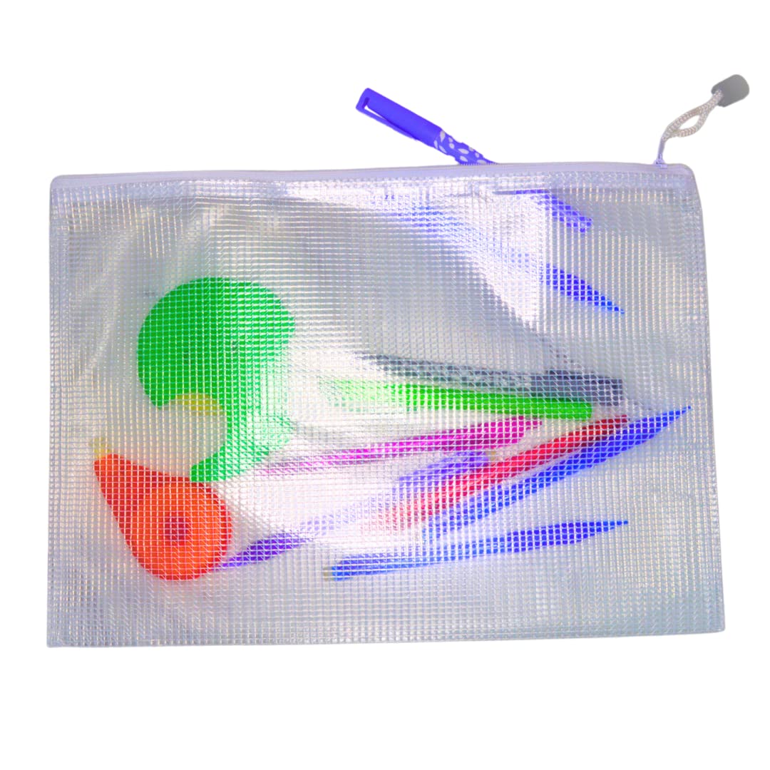 12pcs A4 Mesh Zipper Pouches | Clear Plastic Pouches with Zipper | mesh Zipper Pouch Document Bag |Puzzle & Board Games Storage Bag, Office Supplies