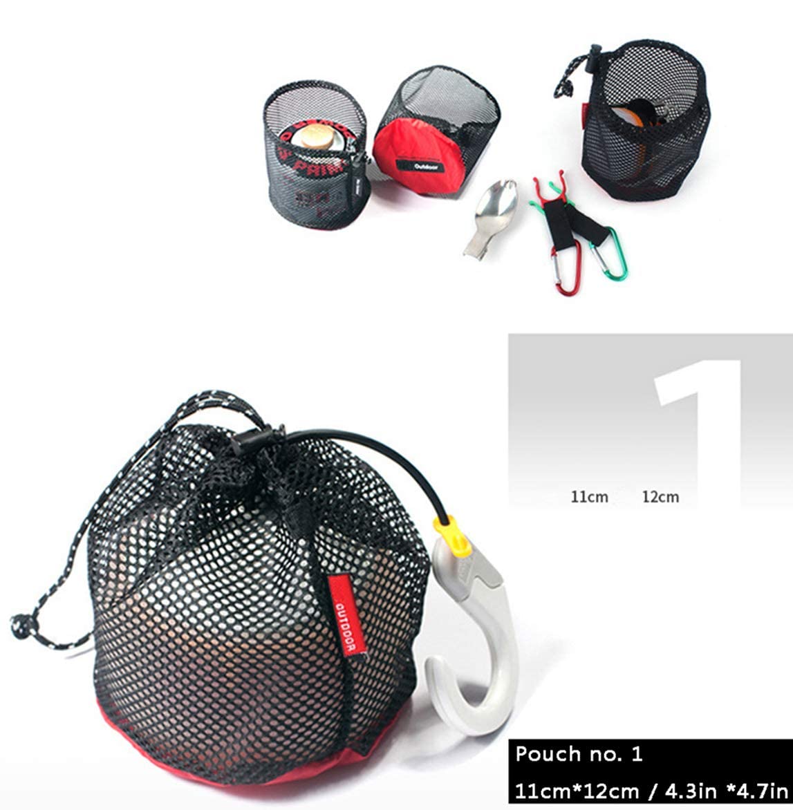 Vikodah Drawstring Bags, Nylon Cinch and Ditty Stuff Pouch,Mesh-Stuff-Sack for Camping Travel Gym Sports Storage 5-in-2