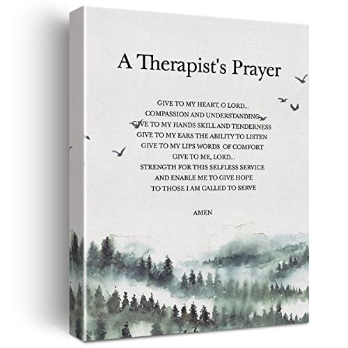 Therapist Wall Art a Therapist's Prayer Give to My Heart Canvas Print Inspirational Framed Artwork Painting for Home Office Wall & Tabletop Decor