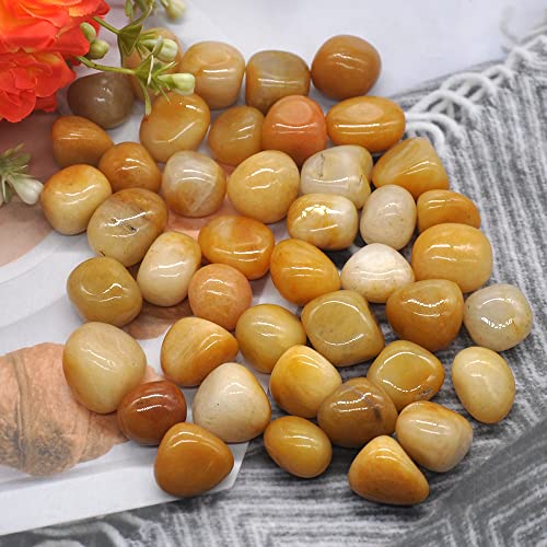 PacuM Natural Yellow Jade Crystal Tumbled Bulk Specime Gemstones Gem Aquarium Decoration LUZONGYUYIN (Size : 200g)