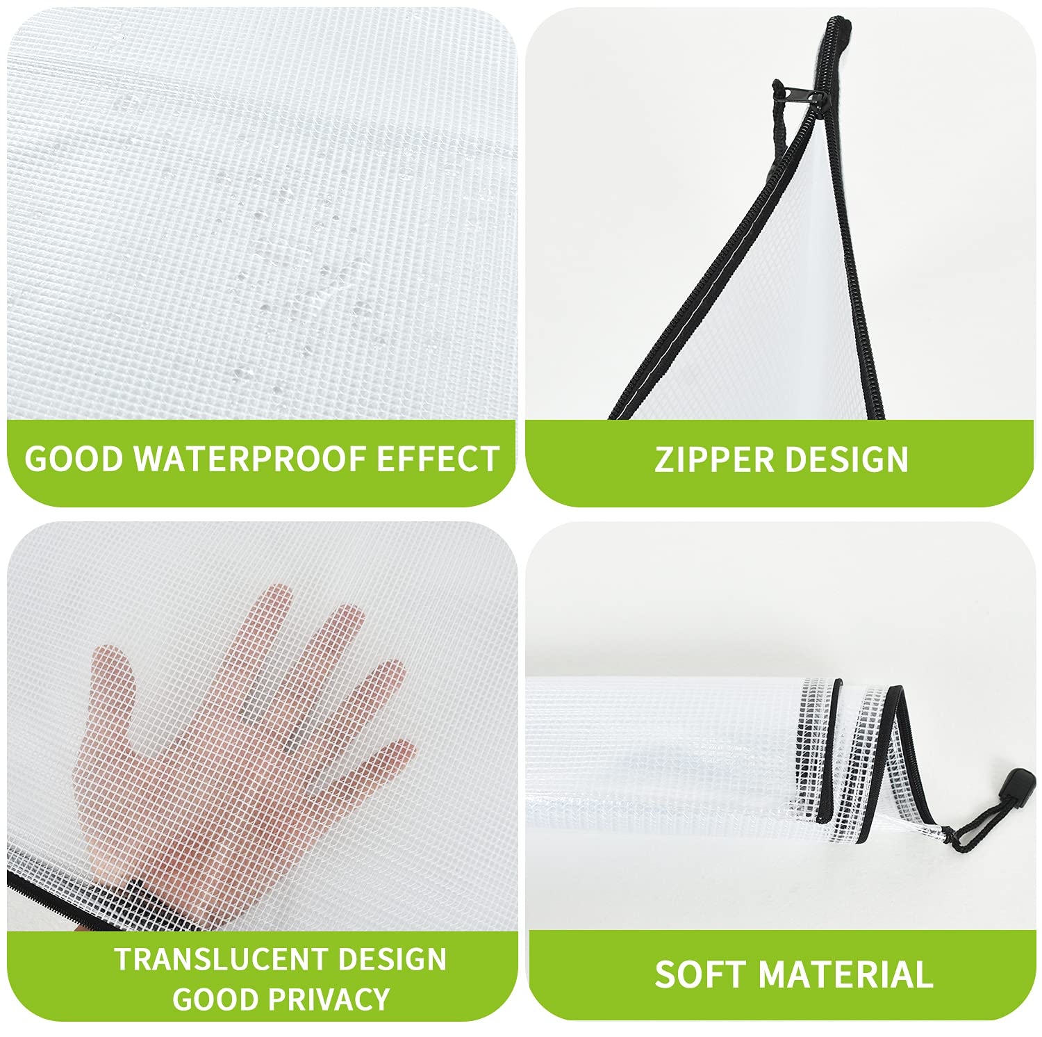 Vuzvuv 22Pcs A3 Size-16.9"x 12" Large Mesh Zipper Pouch with Label Sticker, Plastic Document Mesh Bag for File Board Game School Office Home Travel Storage(43cm30cm)