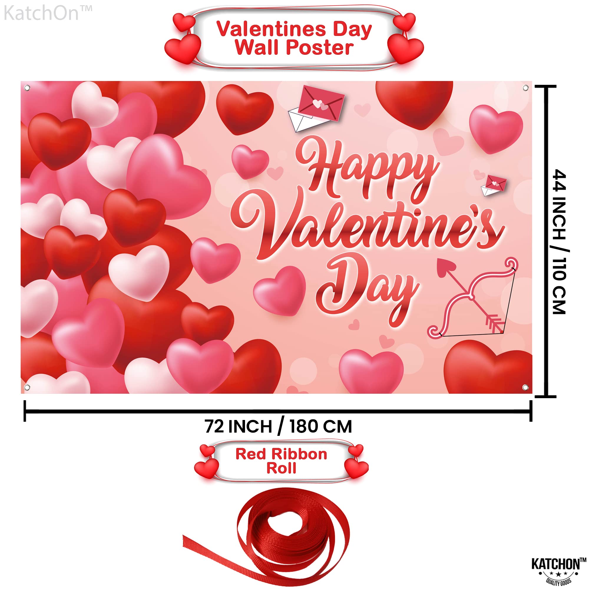 Large, Happy Valentines Day Backdrop - 72x44 Inch | Happy Valentines Day Banner, Valentines Day Decor | Wall Banner Valentine Day Backdrop, Valentines Day Decoration | Valentines Decorations for Party