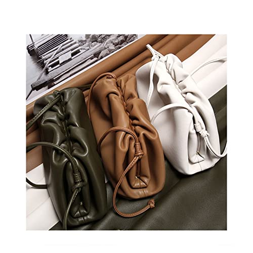 ingminGDi caojiaxiaopu Women Leather Clutch Party Bag Pouch Large Dumplings Handbag (Color : Black, Size : 21X7X13 CM)