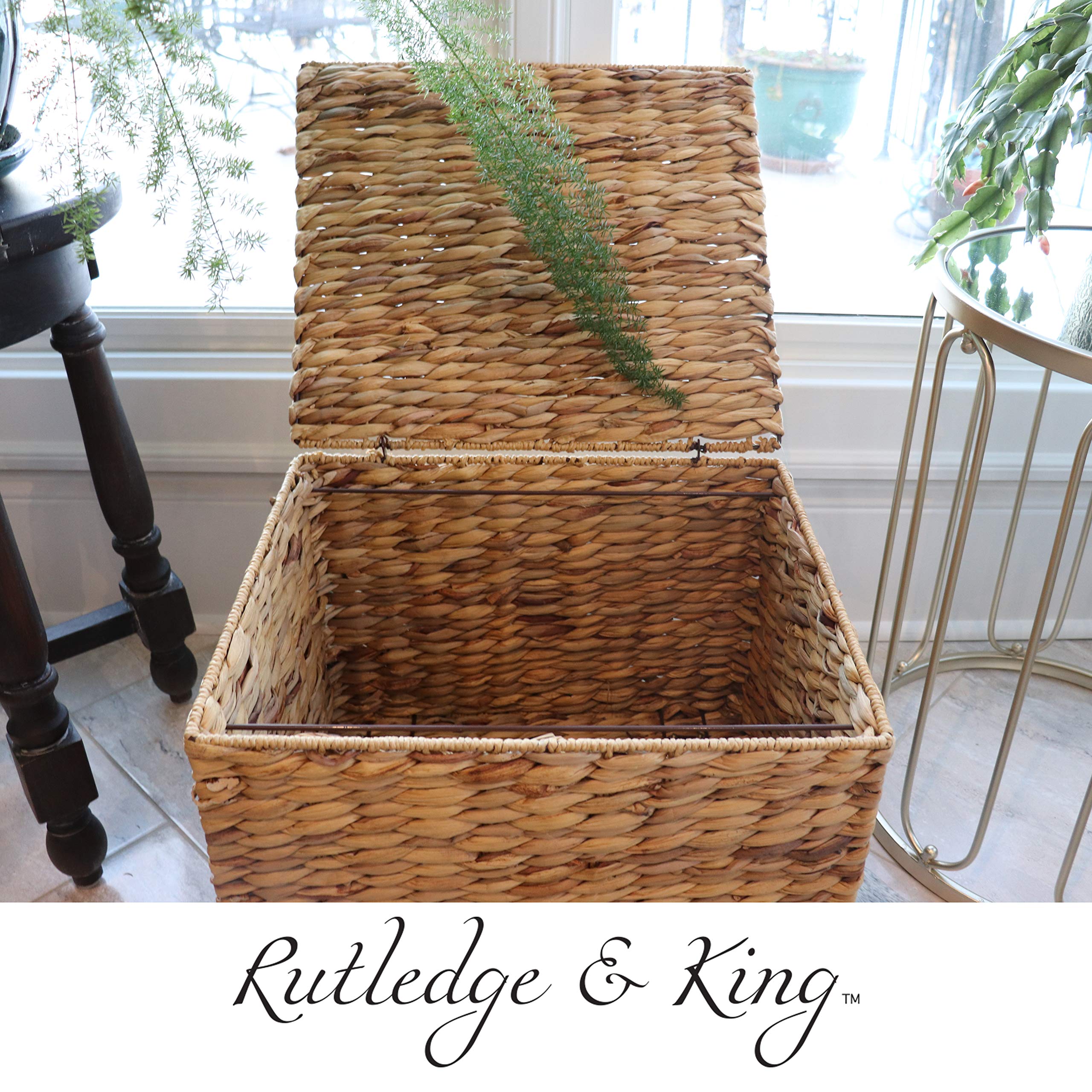 Seagrass Rolling File Cabinet - Home Filing Cabinet - Hanging File Organizer - Home and Office Wicker File Cabinet - Water Hyacinth Storage Basket for File Storage (Natural)