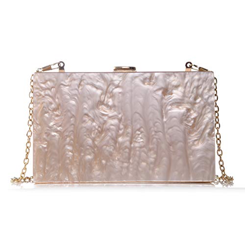 Women Acrylic Clutch Bag for Evening Party Crossbody Shoulder Bag for Special Event with Modern Classic Style Bag (Champagne)