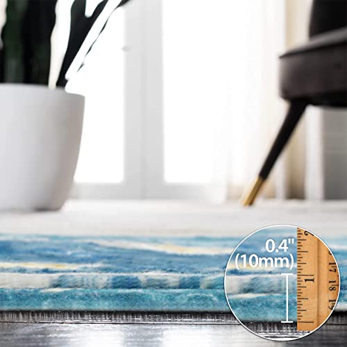 LINROMIA Marble Large Area Rug 4'x6', Abstract Swirl Design Living Room Rug Washable Modern Throw Carpet Floor Mats with Non-Skid Backing Decor for Bedroom Sofa Laundry Porch