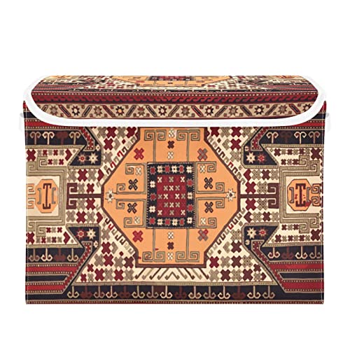 Living Room Storage Bins with Lids Storage Baskets for Clothes Persian Carpet Tribal Texture Photo Organization 12x12x16
