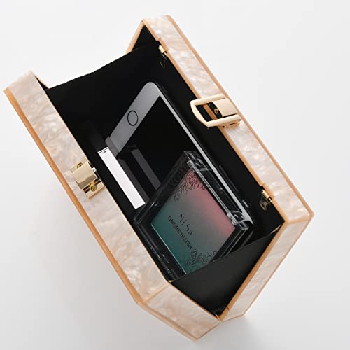Women Acrylic Clutch Bag for Evening Party Crossbody Shoulder Bag for Special Event with Modern Classic Style Bag (Champagne)
