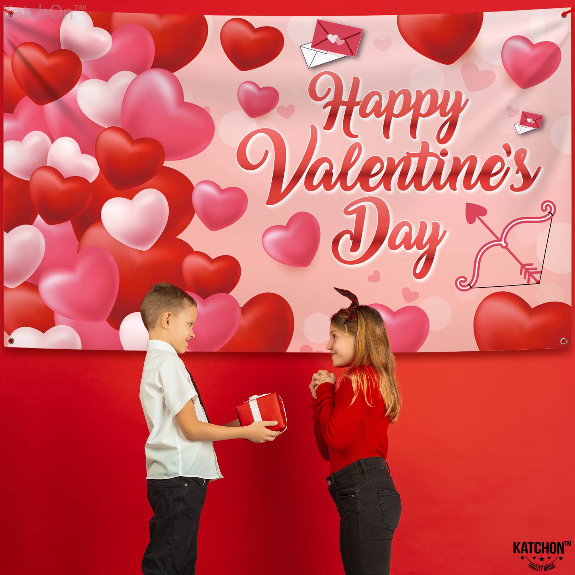 Large, Happy Valentines Day Backdrop - 72x44 Inch | Happy Valentines Day Banner, Valentines Day Decor | Wall Banner Valentine Day Backdrop, Valentines Day Decoration | Valentines Decorations for Party