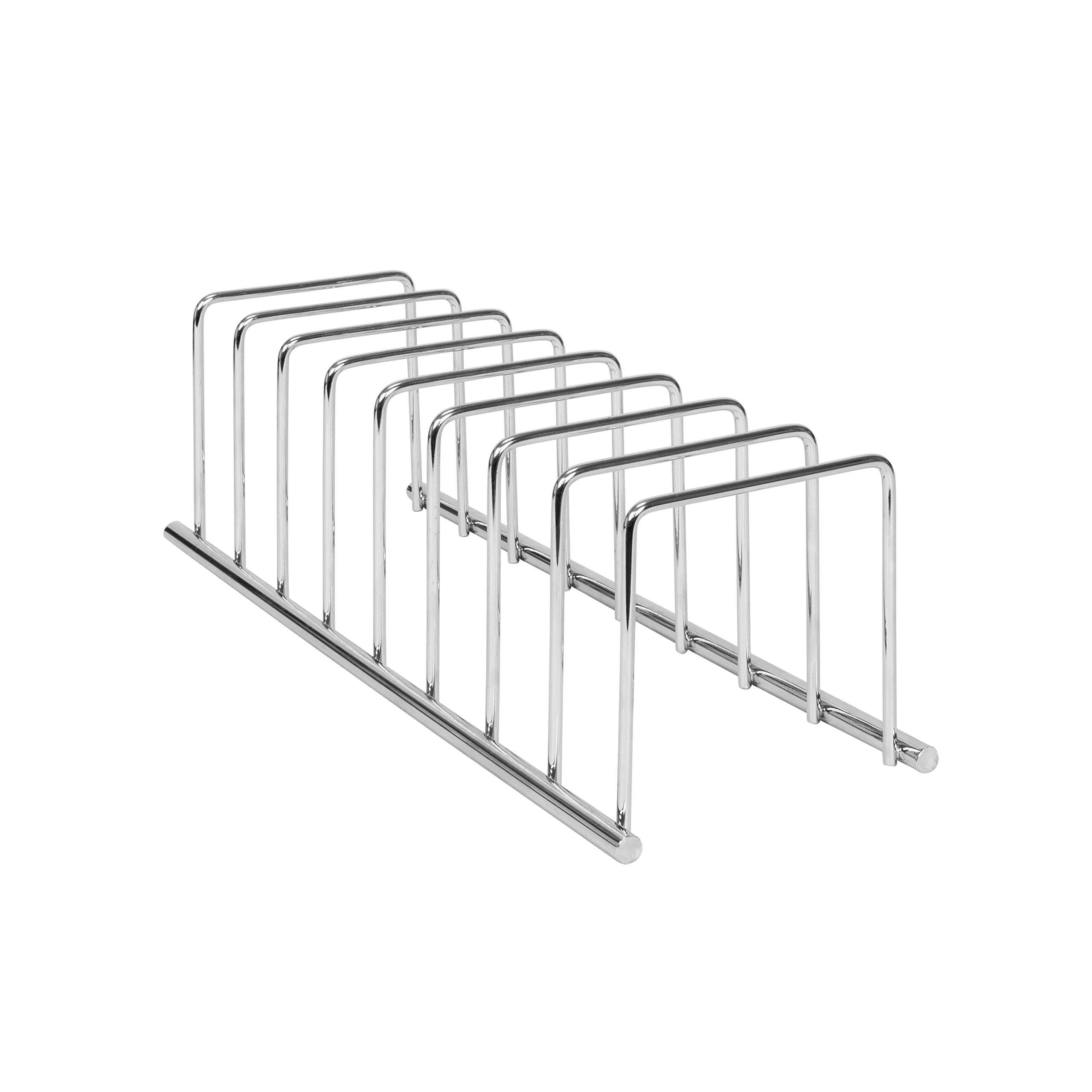 Spectrum Diversified Euro Kitchen Lid Organizer for Plates Cutting Boards, Bakeware, Cooling Racks, Pots & Pans, Serving Trays, and Reusable Containers, Chrome