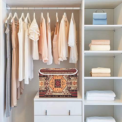 Living Room Storage Bins with Lids Storage Baskets for Clothes Persian Carpet Tribal Texture Photo Organization 12x12x16