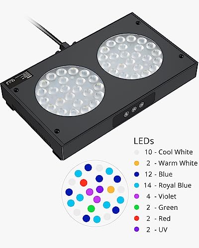 NICREW HyperReef 100 Watts Gen 1 Aquarium LED Reef Light, Dimmable Full Spectrum Marine LED for Saltwater Coral Fish Tanks