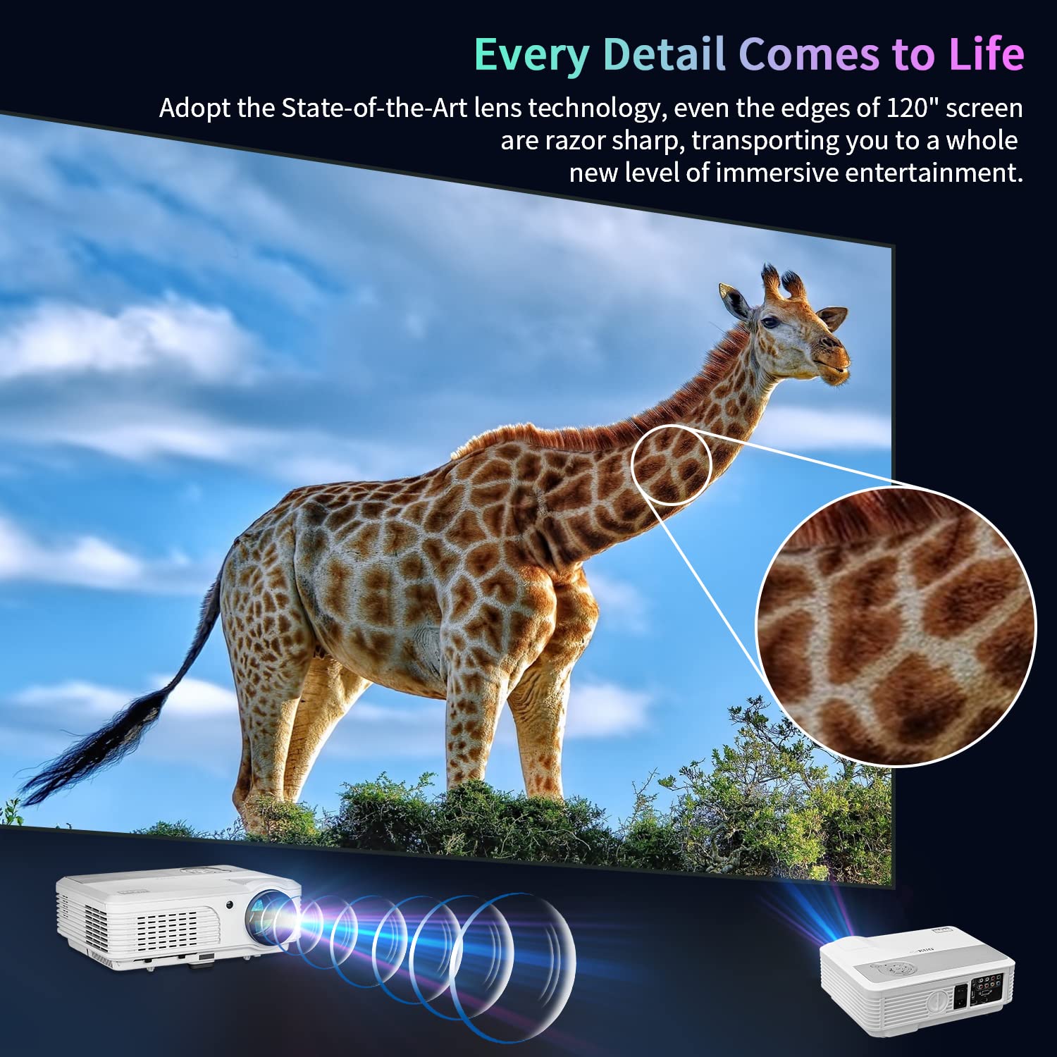 1080P WiFi Projector Android Full HD Movie Projector Home Cinema with Bluetooth HDMI 7500Lumen USB RCA LCD Smart TV Projector Wireless iOS Mirroring Phone Projectors Outdoor Indoor Gaming