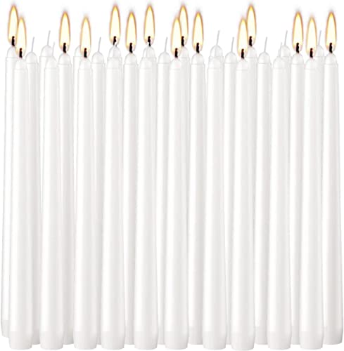 White Taper Candles - 30 Pack Unscented 10 Inch Dinner Candle Set -7-8 Hours Burn Time - Smokeless and Dripless Household, Wedding, Party, Home Décor Candlesticks