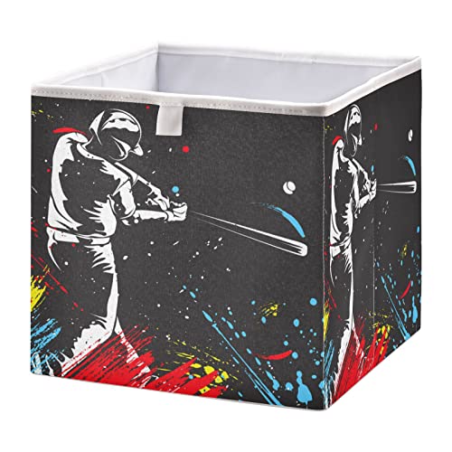 xigua Baseball Cube Storage Bins for Kids 11 x 11 x 11 in,Foldable Storage Bin Home Decor Organizer Storage Baskets Box for Toys,Books,Shelves,Closet,Laundry,Nursery