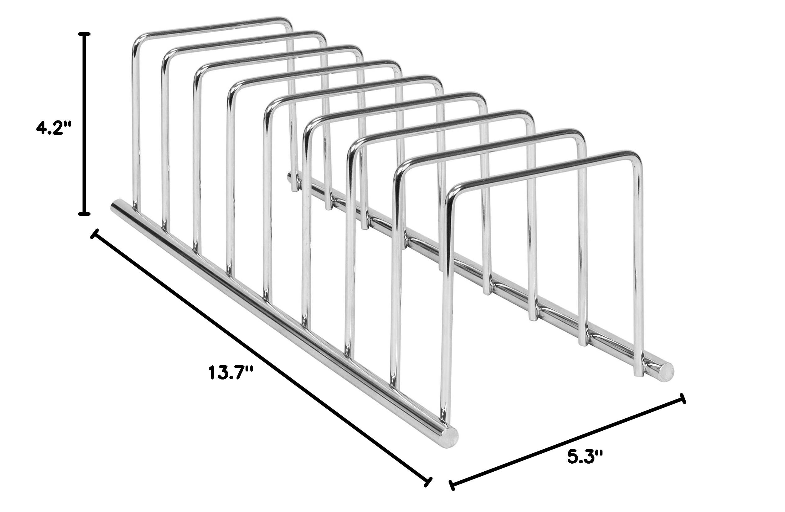 Spectrum Diversified Euro Kitchen Lid Organizer for Plates Cutting Boards, Bakeware, Cooling Racks, Pots & Pans, Serving Trays, and Reusable Containers, Chrome