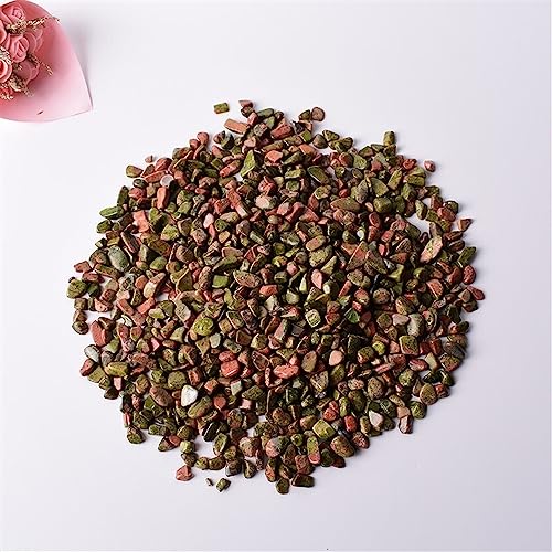 Crystals Chip Quartz Ore Minerals Tumbled Agates Specimen Home Aquarium Fish Tank Decoration (Color : Unakite, Size : 100g)