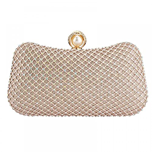 EROUGE Women Evening Clutch Purses Rhinestone Bridal Crystal Evening Handbag for Formal (Rose gold)