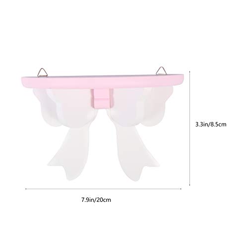 Homoyoyo Wall Mounted Floating Shelves Lovely Bowknot Decorative Wall Shelf Wooden Room Storage Shelf Wall Storage Rack Bowknot Wall Decorations for Home Kitchen Supplies(Pink)