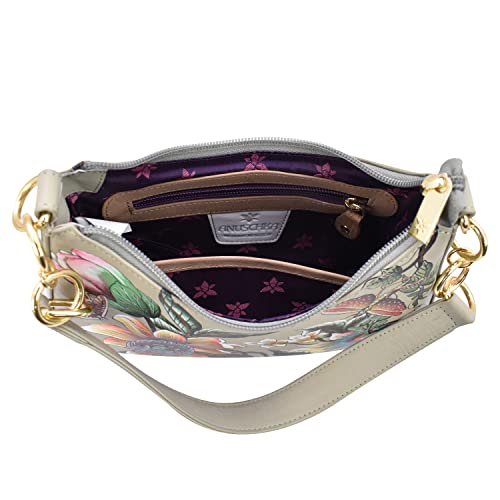 Anuschka Women’s Hand Painted Genuine Painted Leather Small Convertible Hobo - Floral Passion