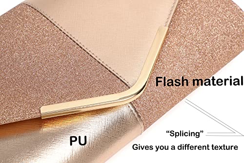 MUDUO Sequined PU Clutch Purse for Women Evening Bag Party Clutches Wedding Purses Cocktail Prom Handbags (Champagne Pink)