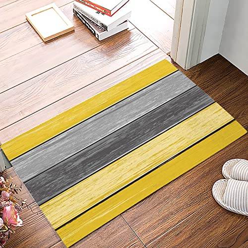LTAETHC Vintage Rustic Old Wooden Board Door Mat, Yellow Gray Bedroom Decor Floor Mats, Absorbent Rugs for Living Room Non-Slip Bathroom Rugs Home Decor Kitchen Mat Area Rug - 18" x 30"