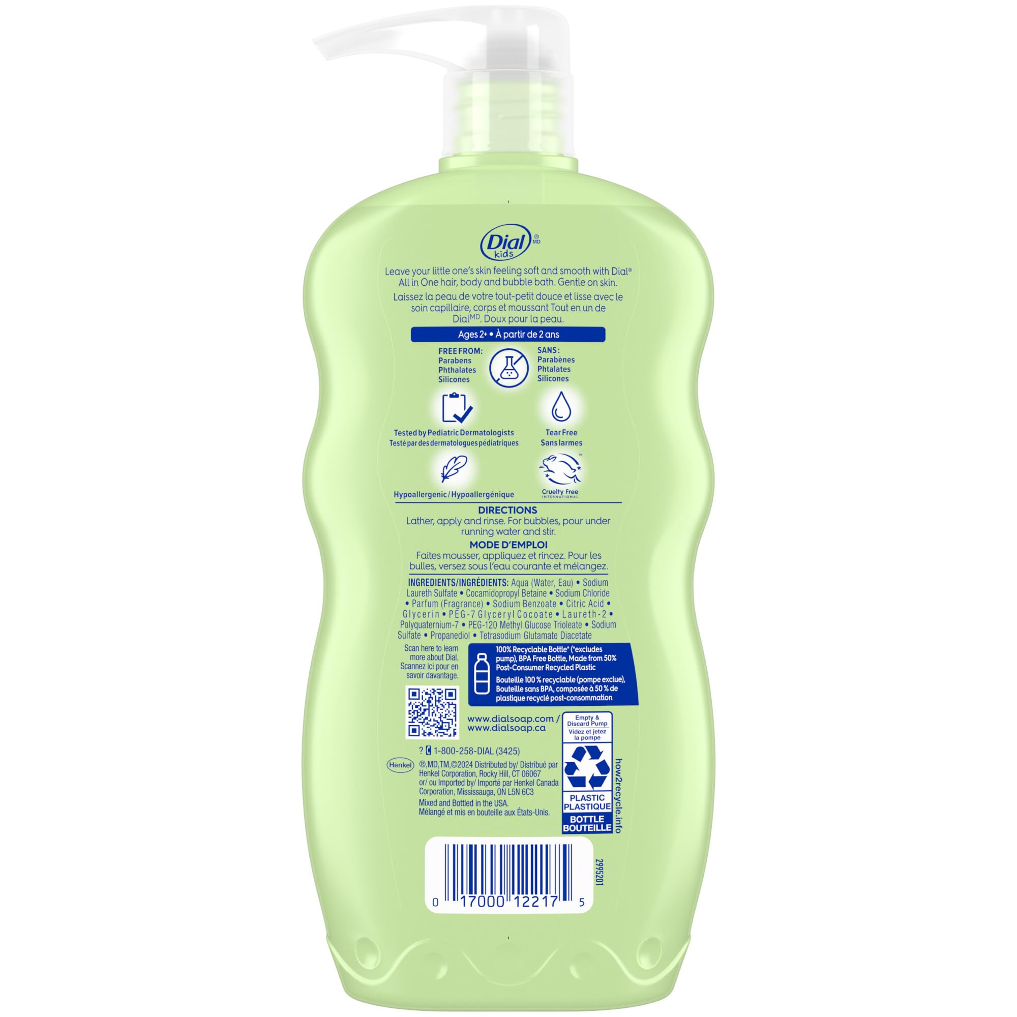 Dial Kids 2-in-1 Body+Hair Wash, Melon, 24 fl oz (Pack of 4)