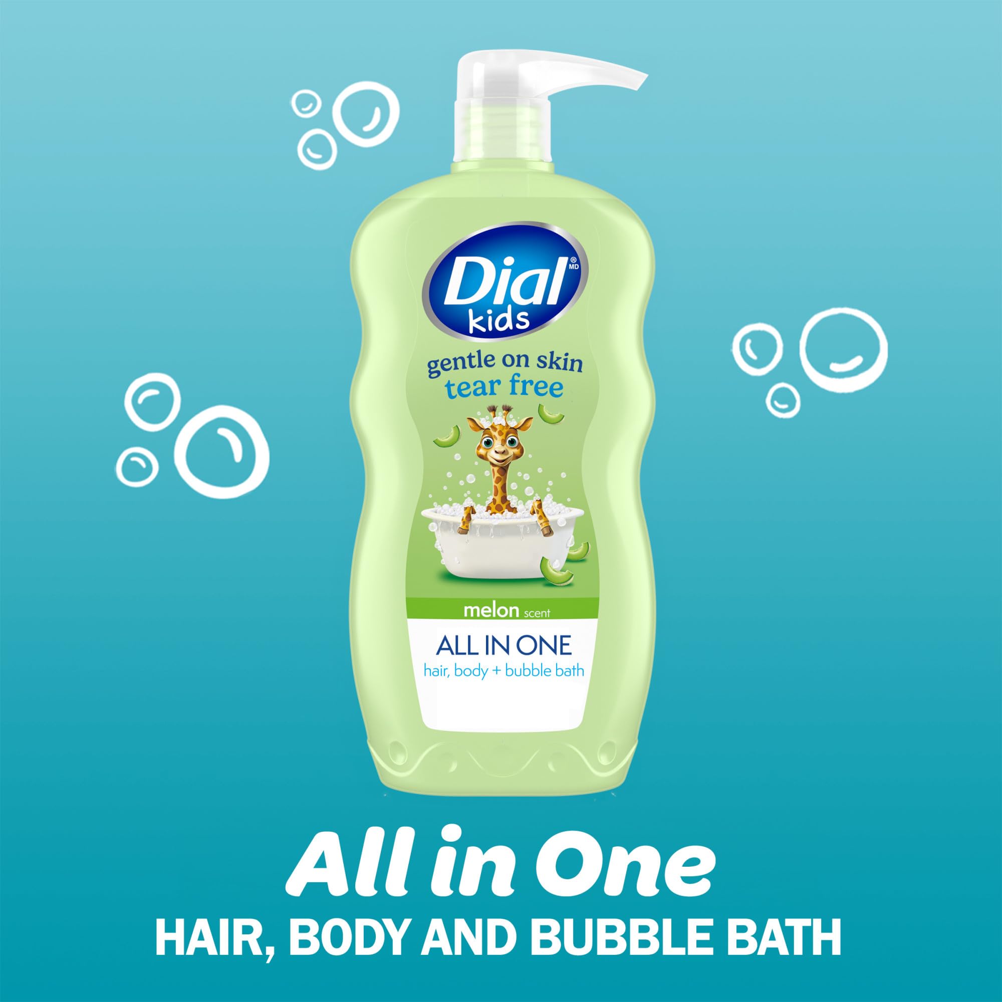 Dial Kids 2-in-1 Body+Hair Wash, Melon, 24 fl oz (Pack of 4)