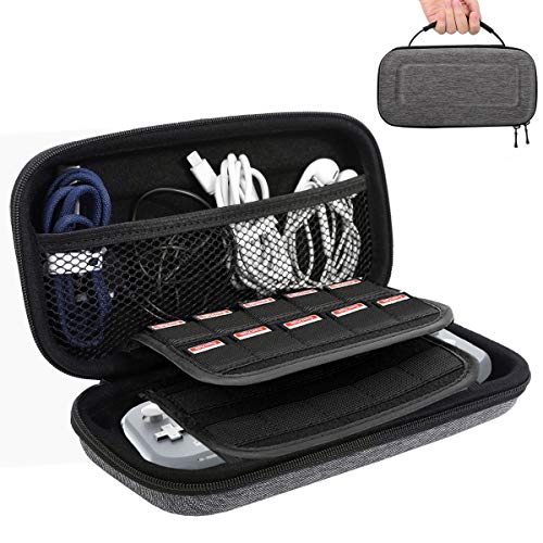 TiMOVO Carrying Case for Nintendo Switch Lite, Shock Absorbing Protective Travel Carrying Pouch Durable Hard Shell Bag with Handle for Nintendo Switch Lite, Game Cards, Accessories - Gray