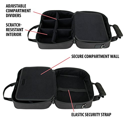 USA GEAR Carrying Case Compatible with Logitech G Cloud Handheld Gaming Console - Travel Bag for Headsets, Bluetooth Headphones, More Gaming Accessories - Customizable Interior, Shoulder Strap - Black