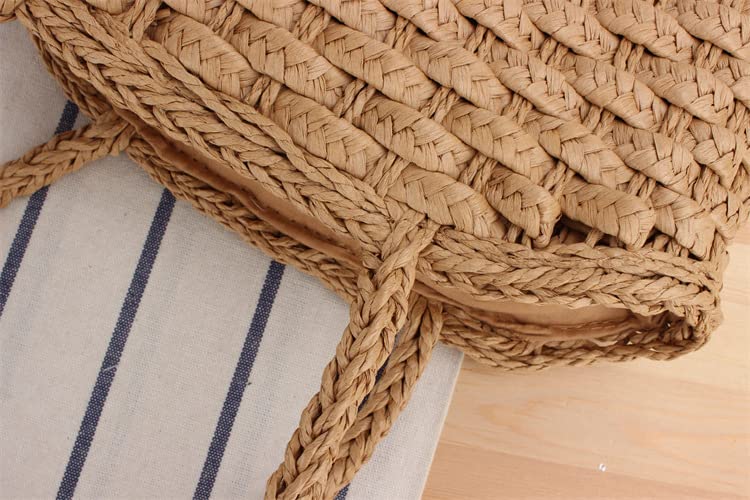 Straw Beach Bag for Women Summer Woven Tote Bag Rattan Hobo Bohemian Vacation Bags Waterproof Sandproof (beige)