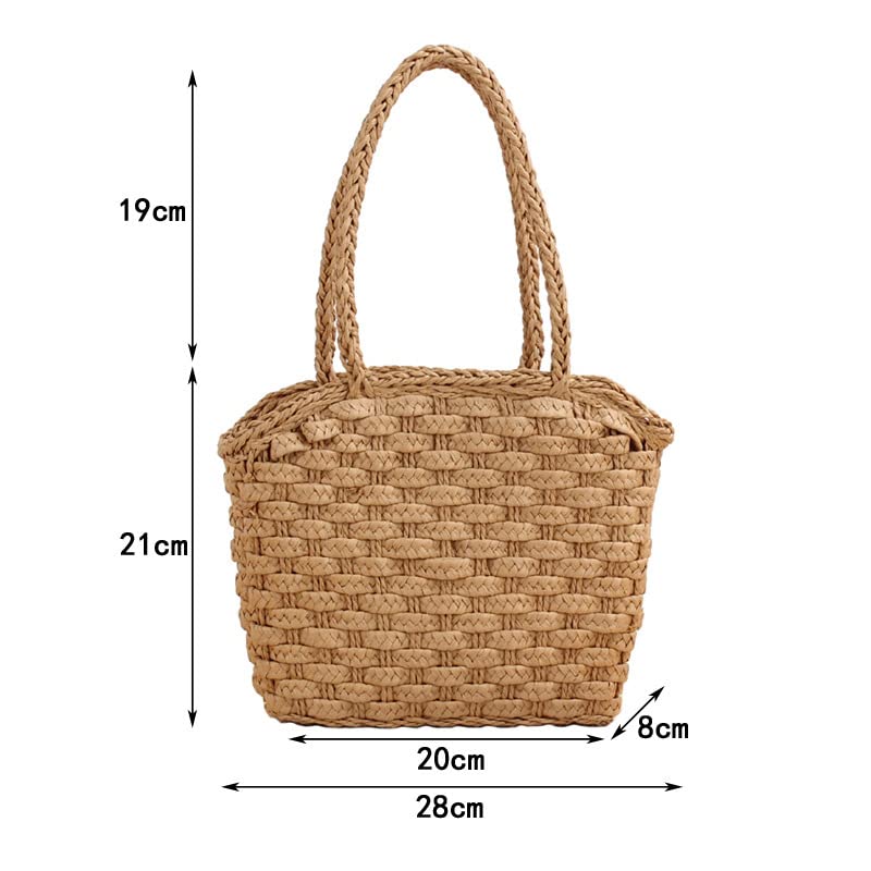 Straw Beach Bag for Women Summer Woven Tote Bag Rattan Hobo Bohemian Vacation Bags Waterproof Sandproof (beige)