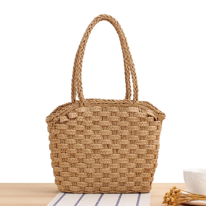 Straw Beach Bag for Women Summer Woven Tote Bag Rattan Hobo Bohemian Vacation Bags Waterproof Sandproof (beige)