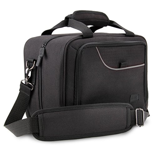 USA GEAR Carrying Case Compatible with Logitech G Cloud Handheld Gaming Console - Travel Bag for Headsets, Bluetooth Headphones, More Gaming Accessories - Customizable Interior, Shoulder Strap - Black