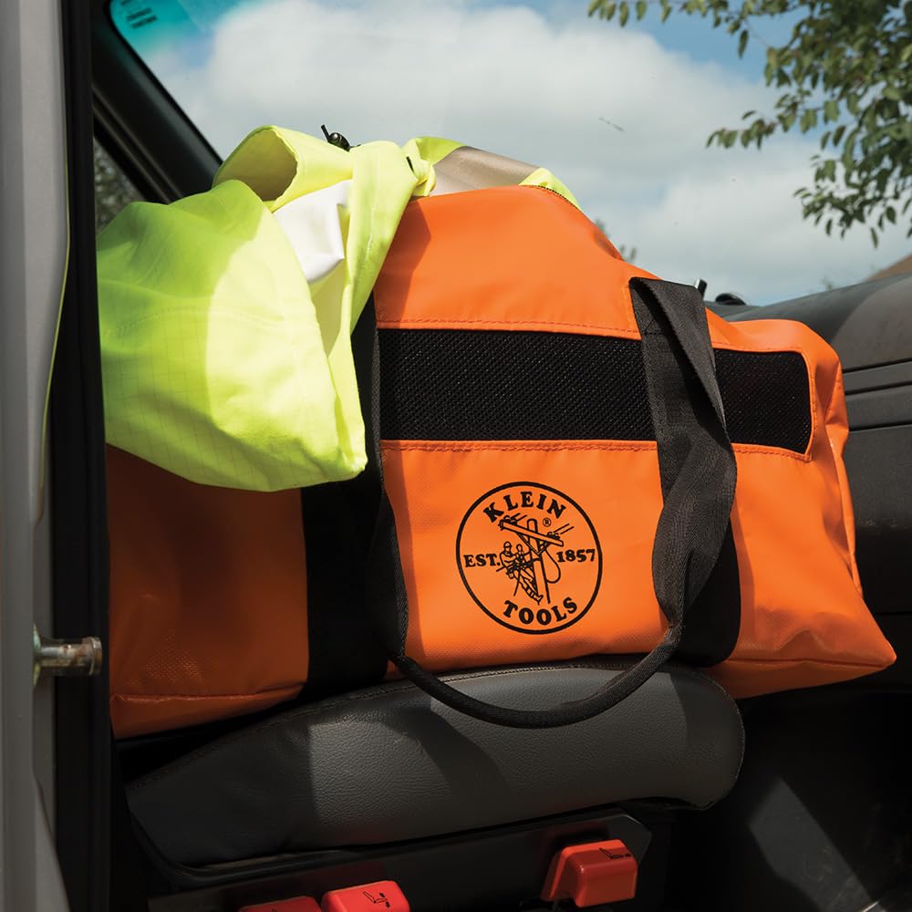 Klein Tools 5216V Duffel Bag, Water Resistant Lineman Bag with Mesh Panels and Drain Holes Can Carry Like a Backpack