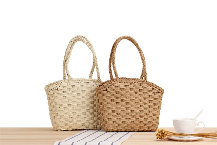 Straw Beach Bag for Women Summer Woven Tote Bag Rattan Hobo Bohemian Vacation Bags Waterproof Sandproof (beige)
