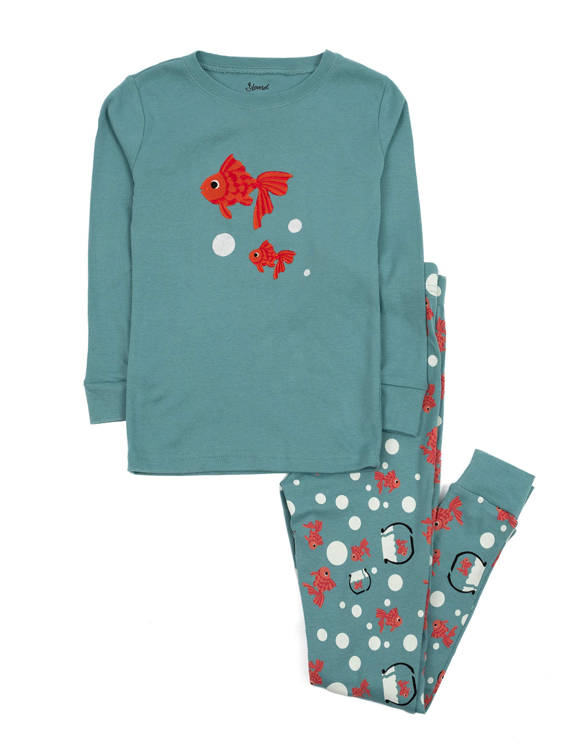 Leveret Kids & Toddler Pajamas Boys Girls 2 piece pj's 100% Cotton Fish Tank (Size 2 Years)
