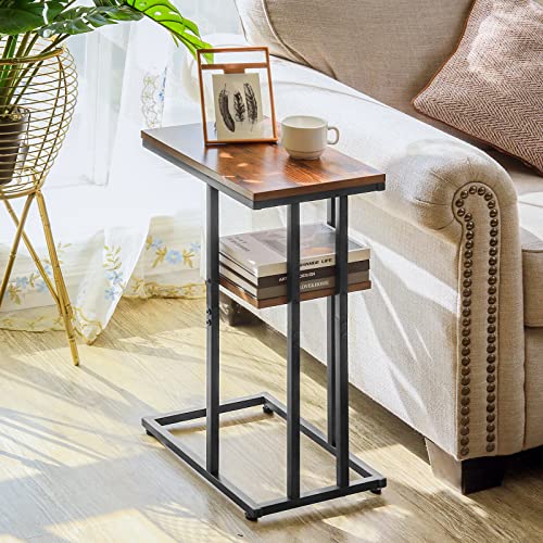 Yoobure C Shaped End Table Set of 2, Side Table for Couch and Bed, Small Side Table for Small Spaces, Living Room, Bedroom, Rustic Snack Table