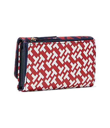 Tommy Hilfiger Beth II Flap Continental Wallet Bias Bicolor Texture PVC Navy/Red Multi One Size