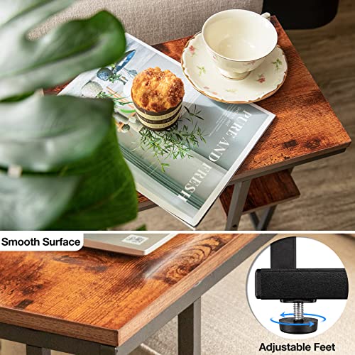 Yoobure C Shaped End Table Set of 2, Side Table for Couch and Bed, Small Side Table for Small Spaces, Living Room, Bedroom, Rustic Snack Table