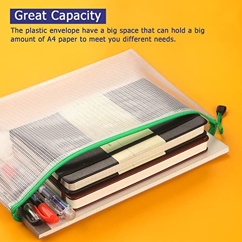 Tamaki 10 Pack Mesh Zipper Pouch Document Bag Waterproof Zip File Folders for School Office Supplies Travel Storage Bags