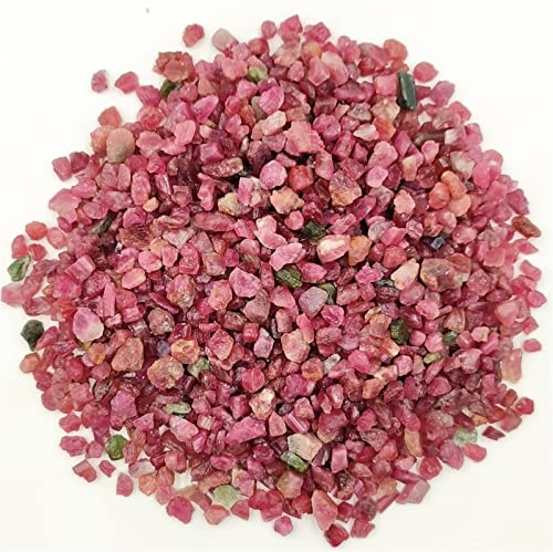 FUDGIO 100g Bulk Natural Red Tourmaline Gravel Rock Raw Crystal Specimen Gemstone Aquarium Decor Gift