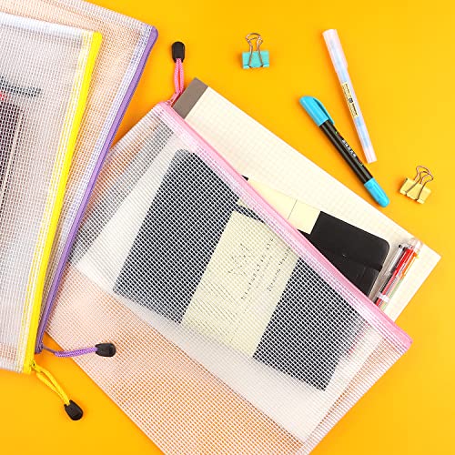Tamaki 10 Pack Mesh Zipper Pouch Document Bag Waterproof Zip File Folders for School Office Supplies Travel Storage Bags
